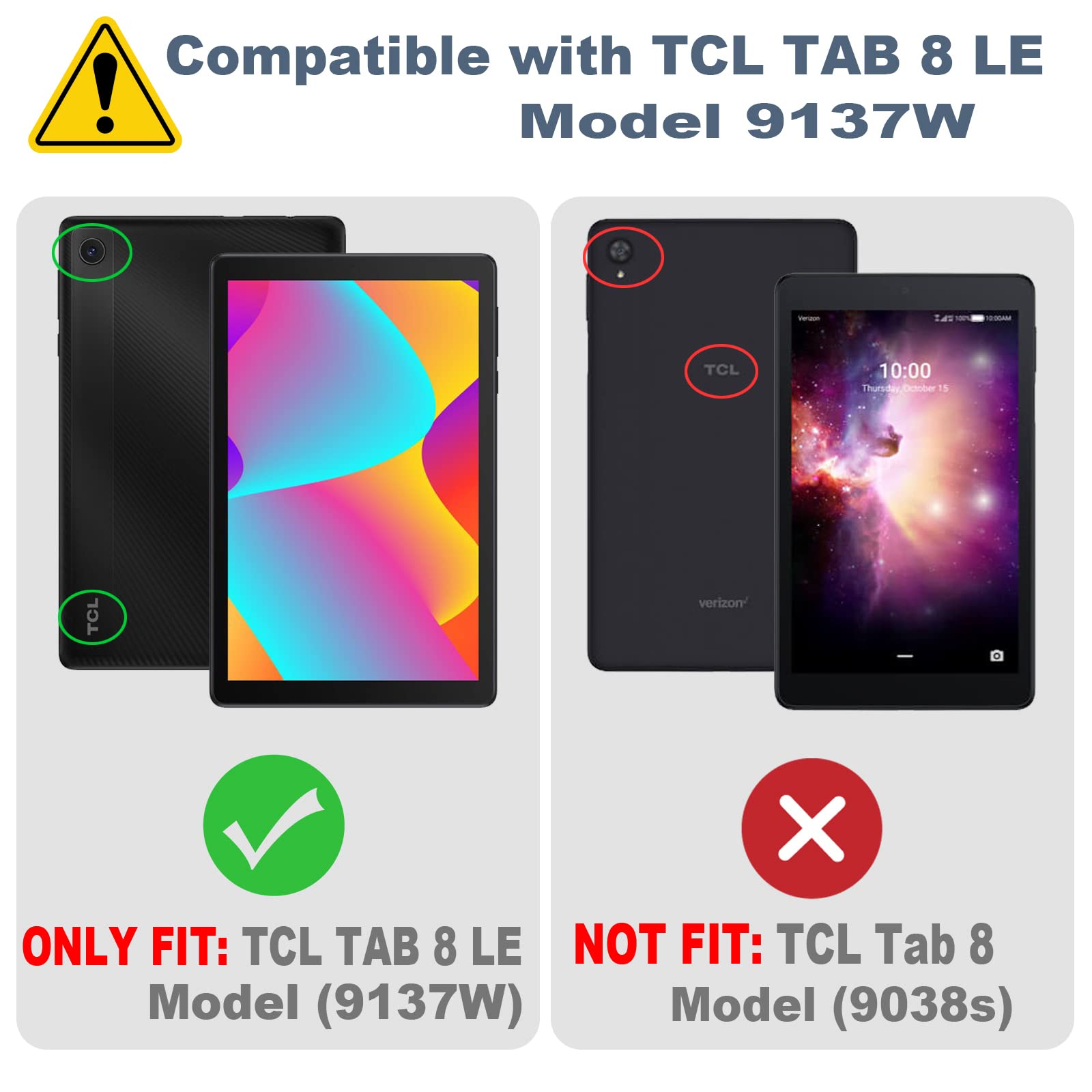 DMLuna Slim Tri-Fold Stand Hard Back Shell Premium PU Leather Cover for TCL Tab 8 SE, 8 Plus & 8 2024, Navy Blue