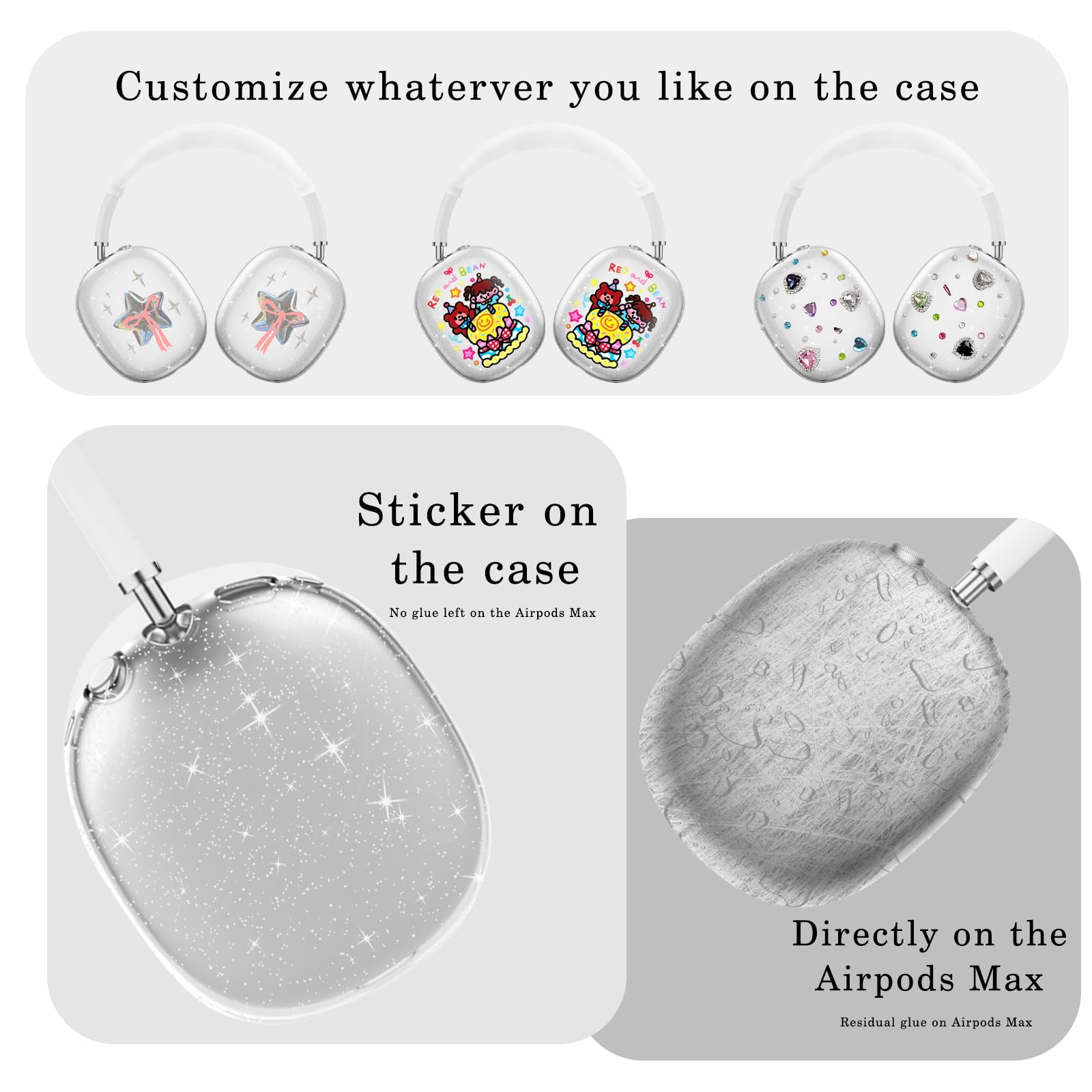 Aiaabq for AirPods Max case Cover,Anti-Scratch Ear Pad Case Cover/Ear Cups Cover/Headband Cover for AirPods Max. Clear Soft TPU and Silicone,Skin Scratch Proof.
