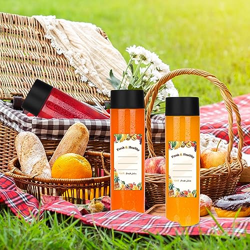 Moretoes 20pcs 13.6oz Reusable Juice Bottles, Plastic Juice Bottles with Lids for Drinks, Milk Smoothie Tea and Other Beverages