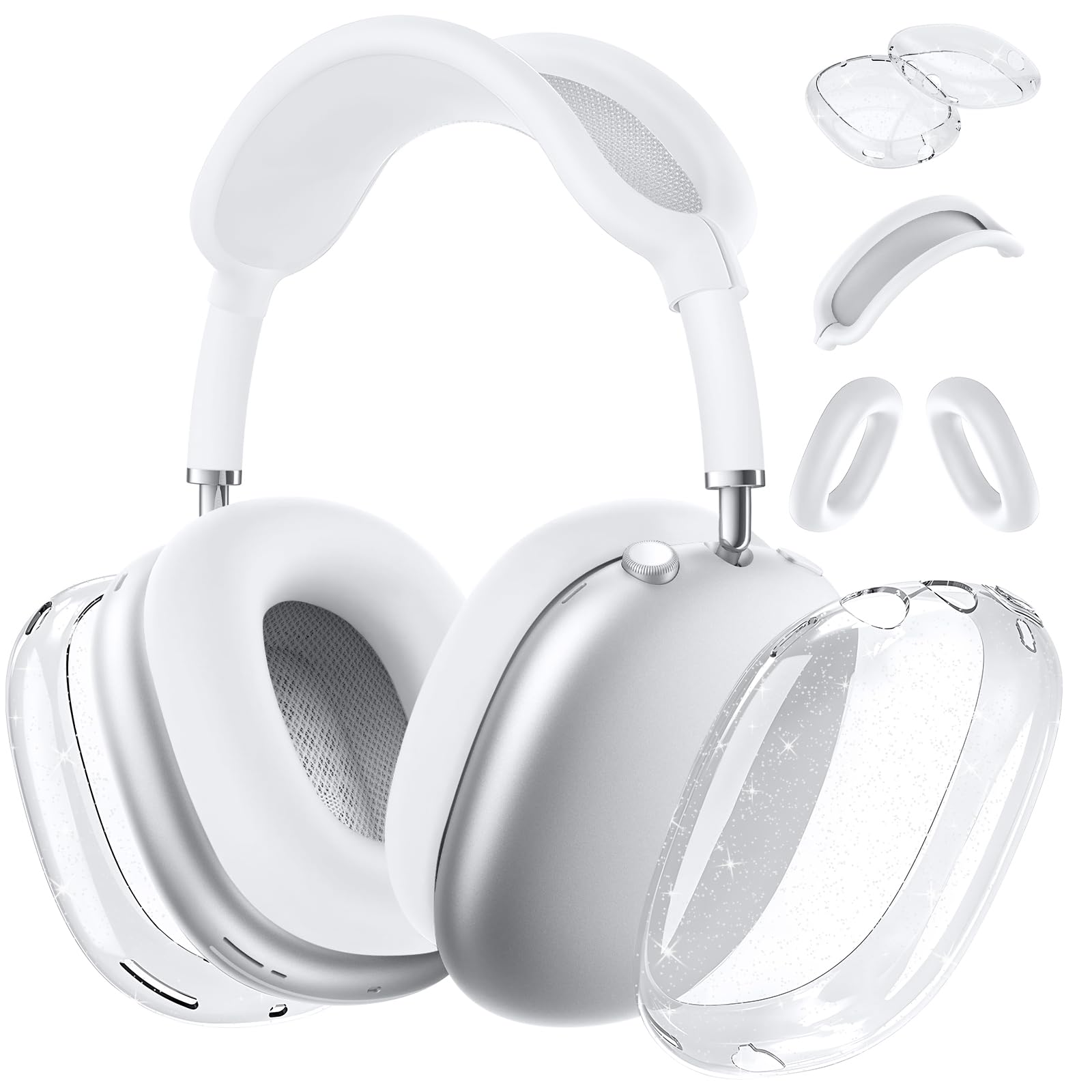 Aiaabq for AirPods Max case Cover,Anti-Scratch Ear Pad Case Cover/Ear Cups Cover/Headband Cover for AirPods Max. Clear Soft TPU and Silicone,Skin Scratch Proof.