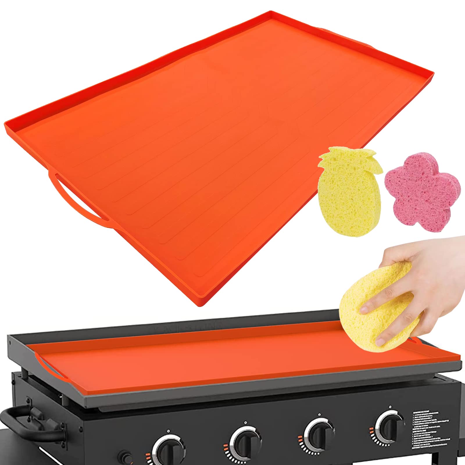 28" Silicone Griddle Mat for Blackstone Grill, Global V-Bien 28 inch Grill Cover Heavy Duty Food Grade, Protect Griddle from Rodents, Insects, Debris, and Rust, All Season Cooking Protective Cover