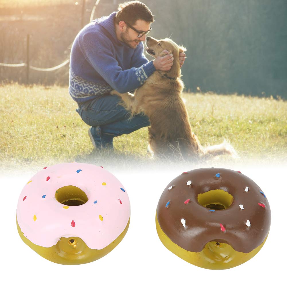 Latex Donut Dog Toy,Latex Hundespielzeug Donut Dog,Donut Squeaky Dog Toy,2Pcs Latex Pet Doughnut Shape Sounding Teeth Cleaning Chewing Biting Interactive Training Toy for Dogs