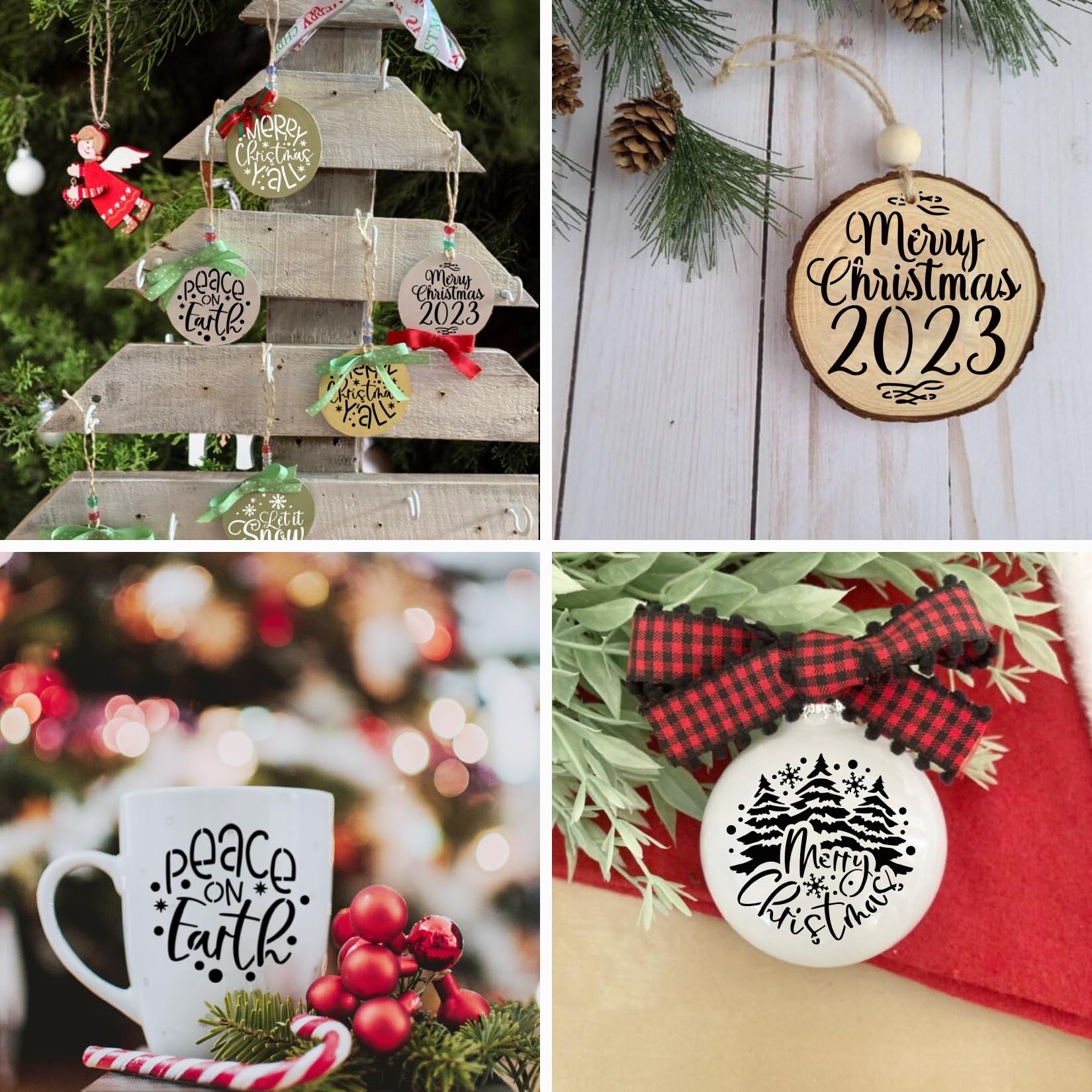 Christmas Stencils for Painting on Wood Small Cookie Christmas Tree Ornaments Mini Reusable Christmas Stencils for Kids Crafts Supplies Glass Home Party Decorations Supplies (24 Christmas 4inround)