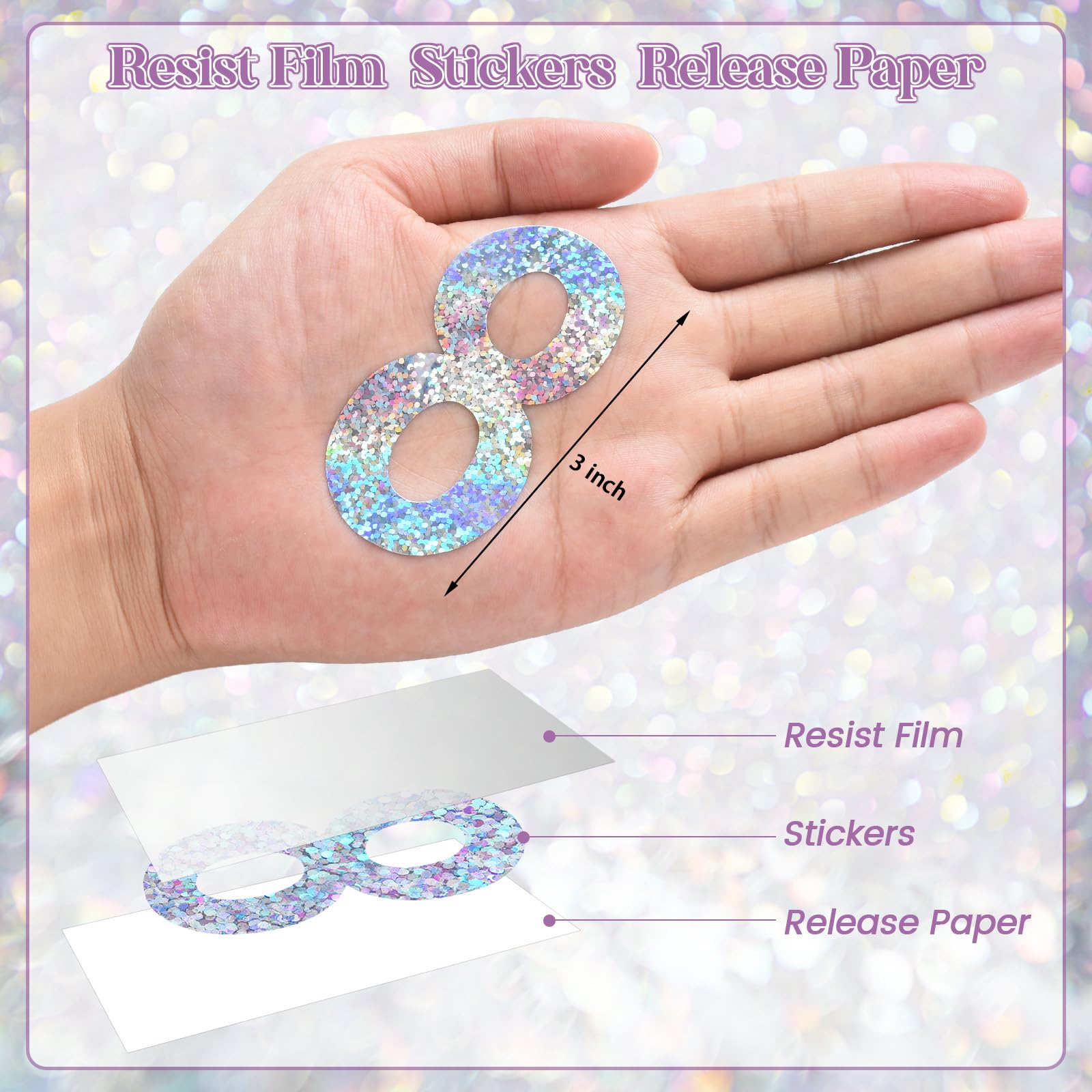 Reflective Mailbox Numbers Sticker - Holographic Vinyl Glitter Numbers for Mailbox 60Pcs 3 Inch Self Adhesive Waterproof Mailbox Number for Outside, Door, Garbage Bins, Address Number (Laser)