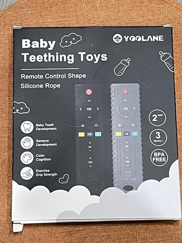 Yoolane Baby Teething Toys Silicone Teethers for Babies 3-24 Months Remote Control Shape Teething Relief Chew Toy for Toddler Infant Boy Girl BPA Free Freezable Newborn Stuff Essentials Gift, 2 Pieces