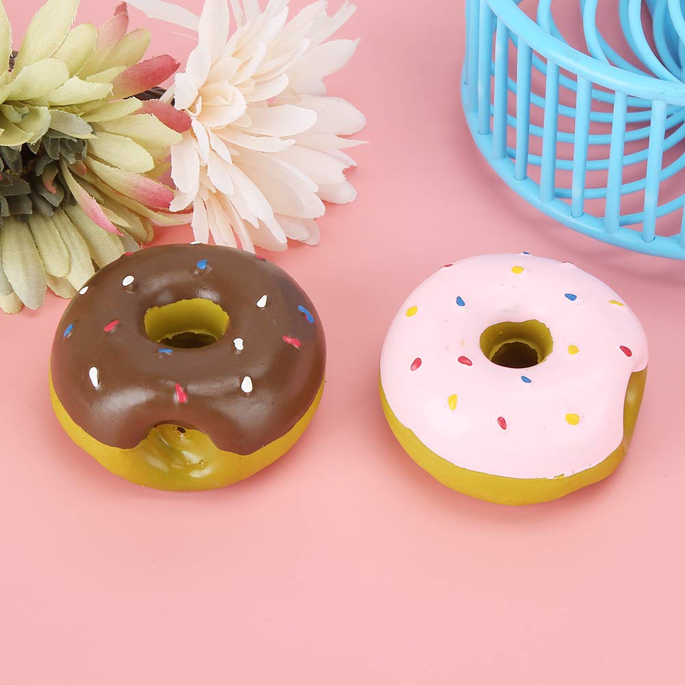 Latex Donut Dog Toy,Latex Hundespielzeug Donut Dog,Donut Squeaky Dog Toy,2Pcs Latex Pet Doughnut Shape Sounding Teeth Cleaning Chewing Biting Interactive Training Toy for Dogs