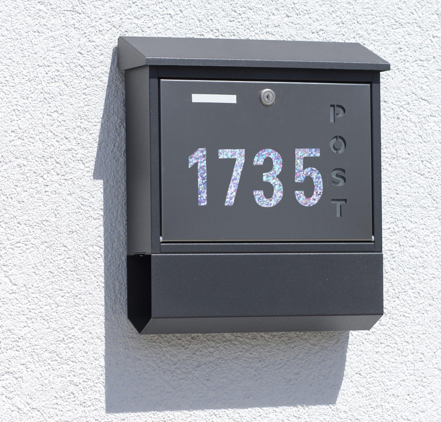 Reflective Mailbox Numbers Sticker - Holographic Vinyl Glitter Numbers for Mailbox 60Pcs 3 Inch Self Adhesive Waterproof Mailbox Number for Outside, Door, Garbage Bins, Address Number (Laser)