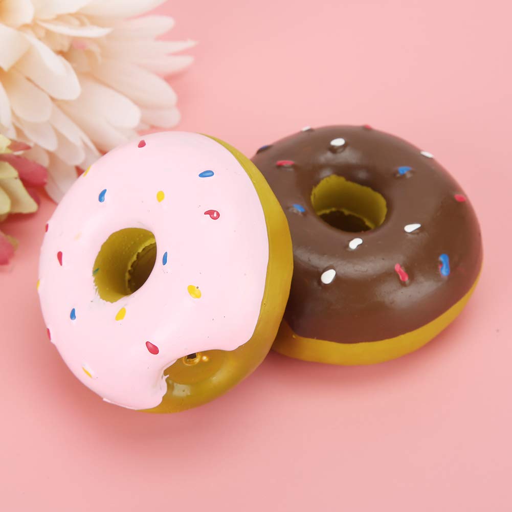 Latex Donut Dog Toy,Latex Hundespielzeug Donut Dog,Donut Squeaky Dog Toy,2Pcs Latex Pet Doughnut Shape Sounding Teeth Cleaning Chewing Biting Interactive Training Toy for Dogs