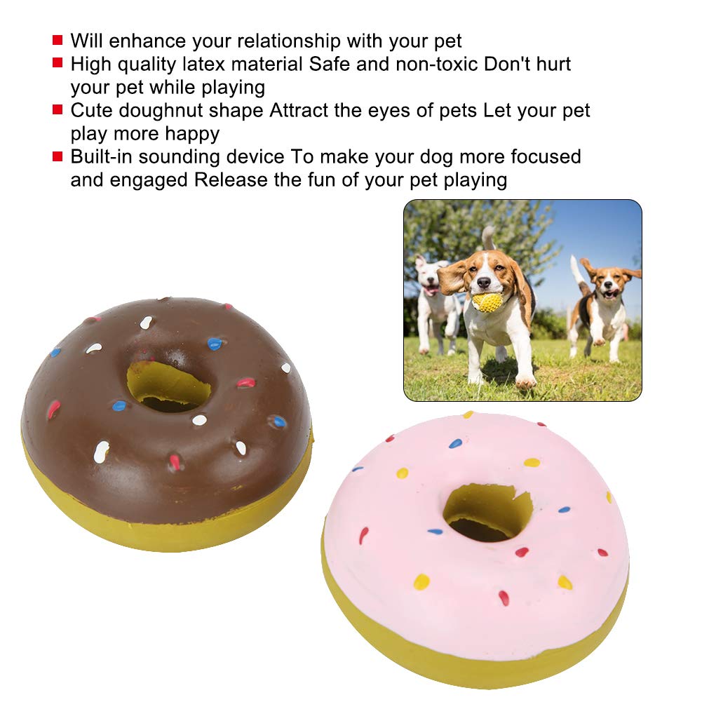 Latex Donut Dog Toy,Latex Hundespielzeug Donut Dog,Donut Squeaky Dog Toy,2Pcs Latex Pet Doughnut Shape Sounding Teeth Cleaning Chewing Biting Interactive Training Toy for Dogs