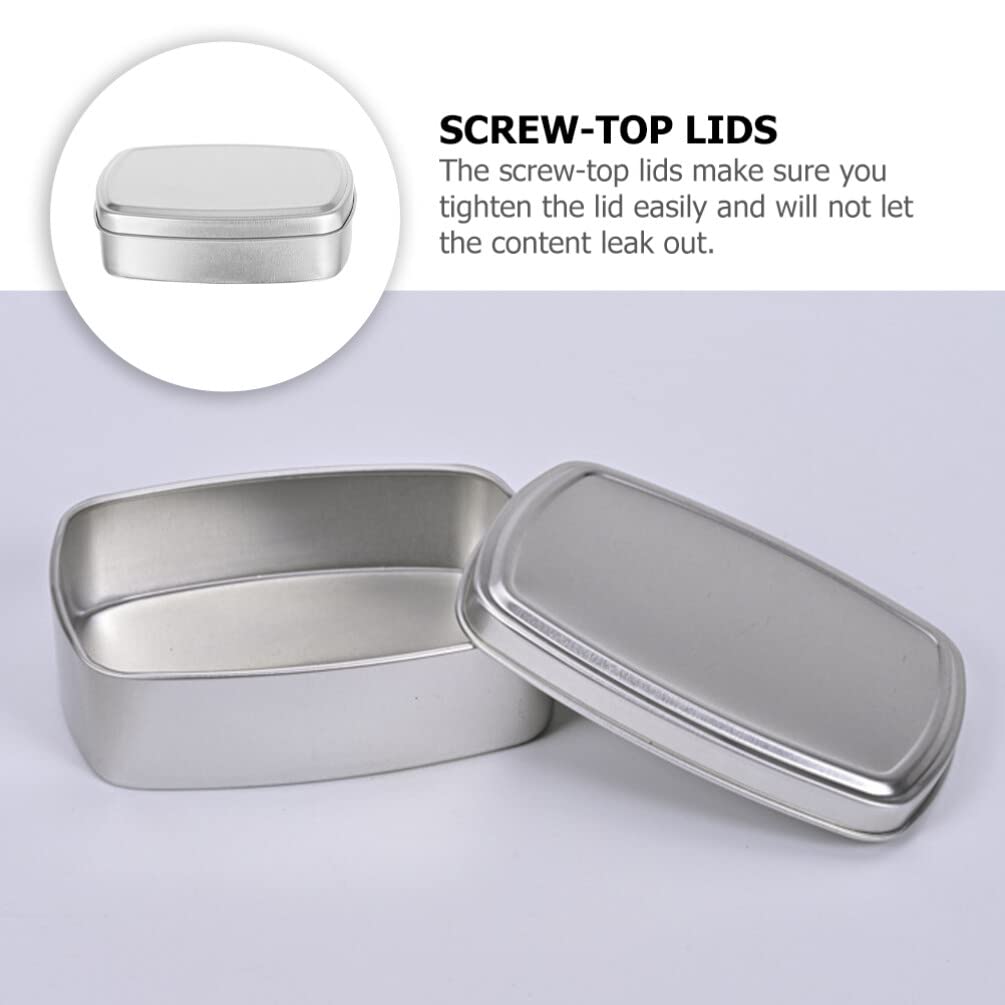 COHEALI Aluminum Tin Cans 4pcs Rectangular Empty Hinged Tin with Lid Aluminum Jar for Storage Pin Candy Jewelry Craft (9.5X7X2.8CM)
