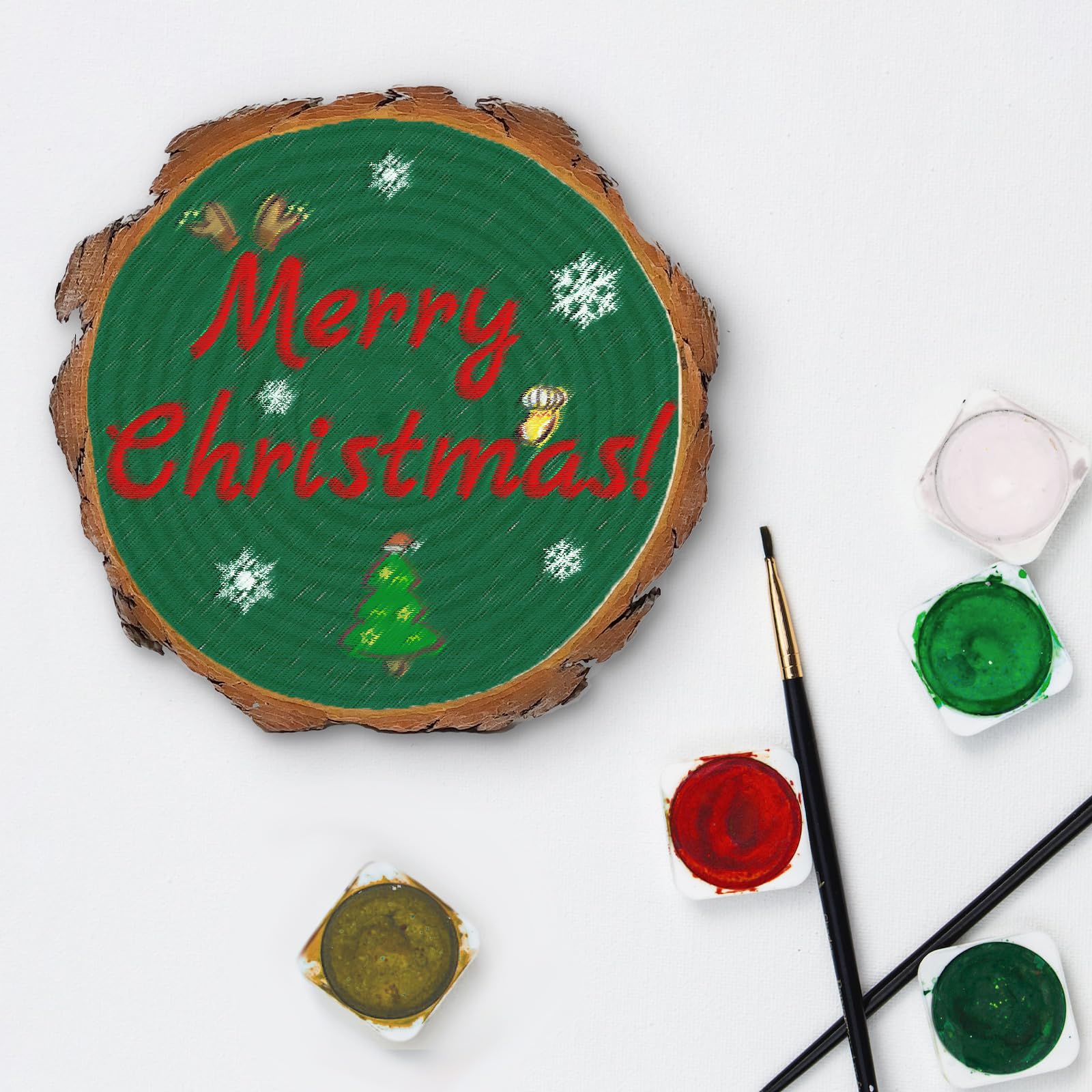 DSYIL 6 Pack Unfinished Wood Slices Large, 6.3-7 Inch Round Wood Circles with Tree Bark,Christmas Ornaments Wood Pieces for Crafts Rustic Wedding Centerpieces Decoration
