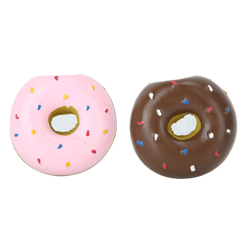Latex Donut Dog Toy,Latex Hundespielzeug Donut Dog,Donut Squeaky Dog Toy,2Pcs Latex Pet Doughnut Shape Sounding Teeth Cleaning Chewing Biting Interactive Training Toy for Dogs