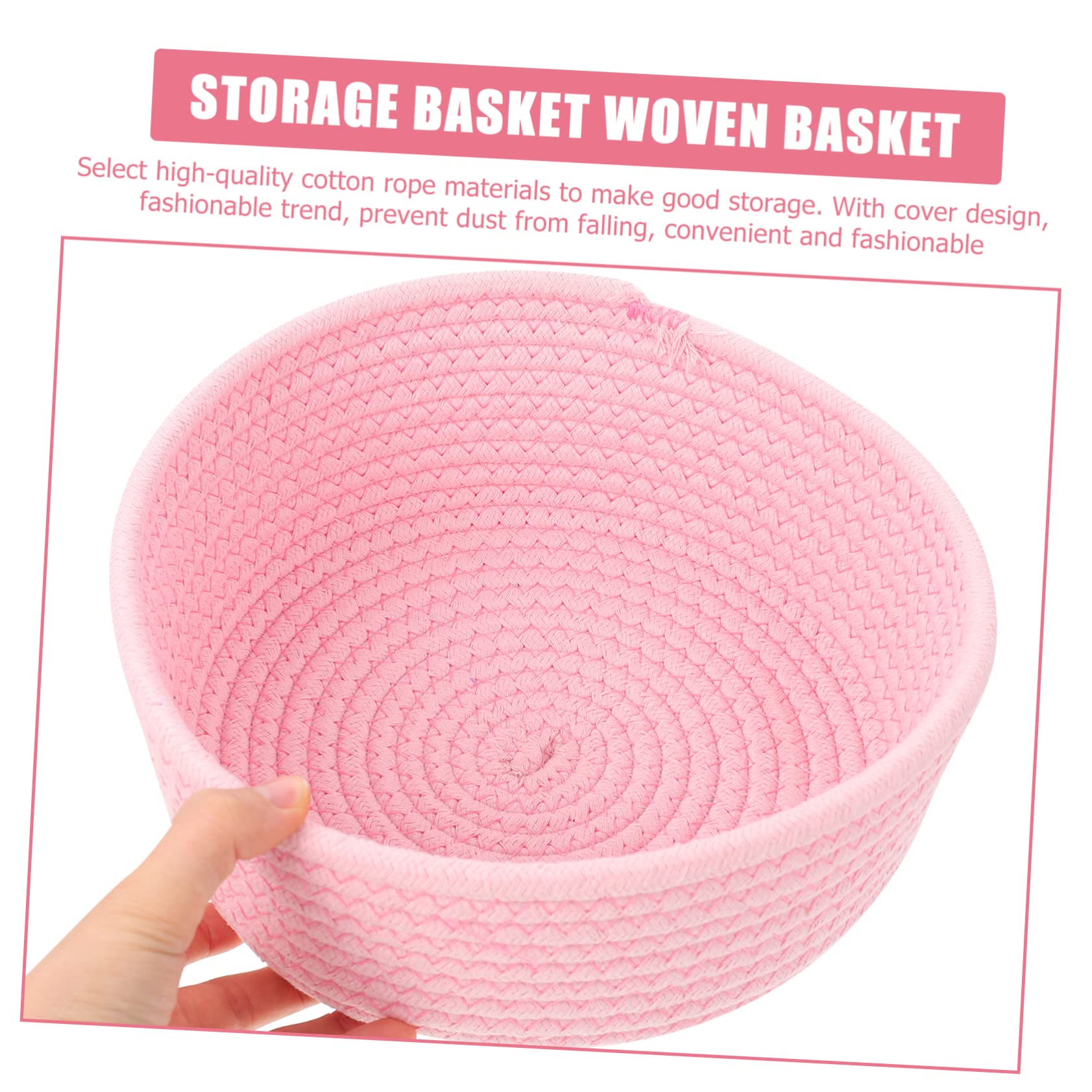 ibasenice Portable Pink Cotton Rope Woven Basket Laundry Hamper