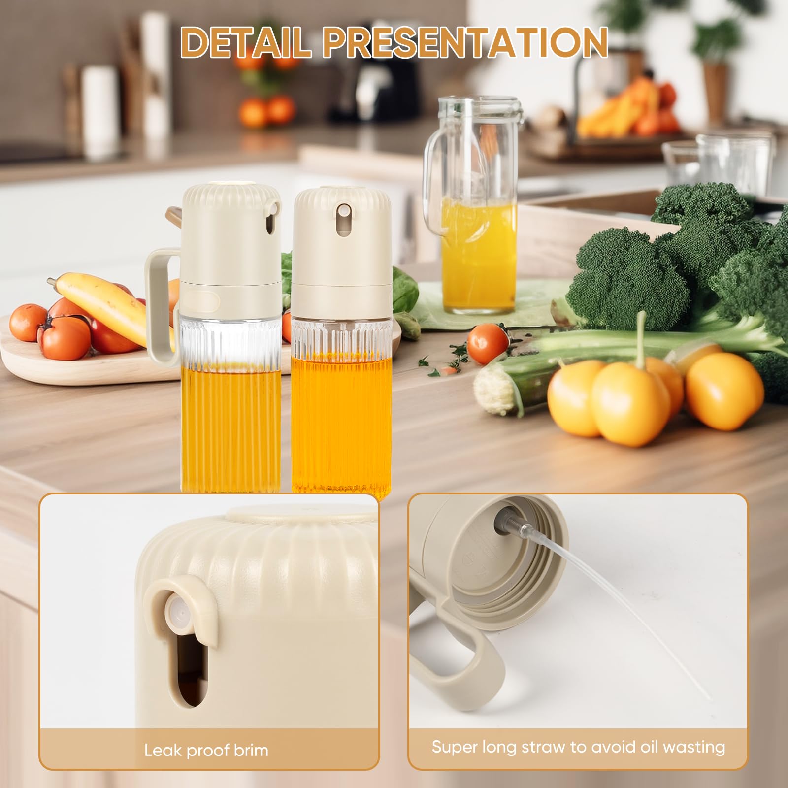 Garkup Oil Sprayer for Cooking, Oil Dispenser Bottle for Cooking in Kitchen Oil Sprayer with Delicate Mist for Air Fryer