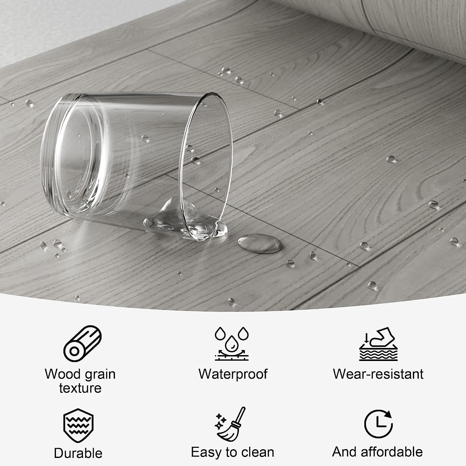Guokller Peel-Stick-Vinyl-Floor-Tile, Self Adhesive Waterproof for Transfer Bathroom, Kitchen, Living Room, Bedroom-(Natural Grey Wood Grain) (23.7" x 197" (32.3 Sq.Ft), Natural Willow, 1)