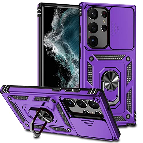 ONOLA Case with Kickstand and Slide Camera Cover [Military-Grade] Full Body Drop Tested Protective Cover for Samsung Galaxy S23 Ultra (2023) (Purple)