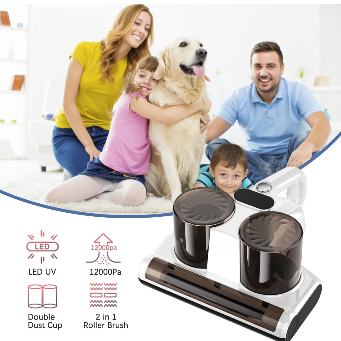 HYNSEN Bed Vacuum Cleaner, Mattress Vacuum Cleaner with UV & High Heating Tech, 12Kpa Strong Suction Handheld Vacuums of Bed Mattress Sofas, Pet Hair and Carpets
