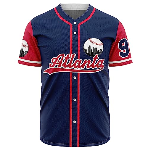 Ouwonkin Men's #99 Baseball Jersey, Women's Baseball Shirts, 90S Hip Hop Short Sleeve Jerseys for Party, Red Blue XL