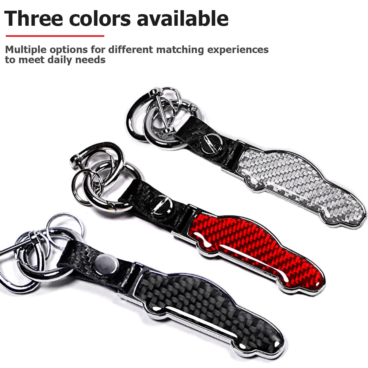 BESULEN Carbon Fiber Car Keychain, Microfiber Leather Key Chain, Waterproof Car Shape Key Fob Key Ring Holder (Red)