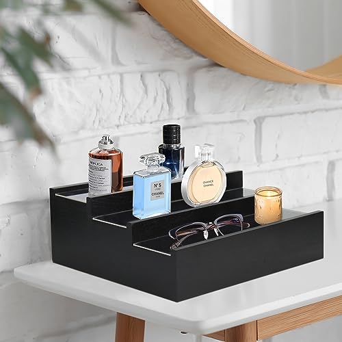 Wood Cologne Organizer for Men - 3 Tier Cologne Stand Perfume Organizer with 3 Hidden Compartments,Perfume Display Holder for Cologne,Mens Organizer Station for Dresser,Beside,Night Stand-Menâs Gift