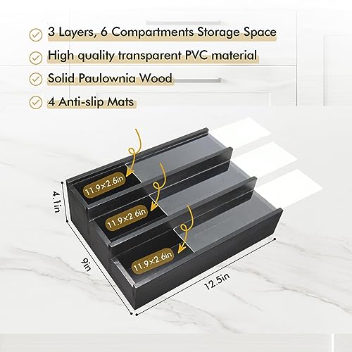 Wood Cologne Organizer for Men - 3 Tier Cologne Stand Perfume Organizer with 3 Hidden Compartments,Perfume Display Holder for Cologne,Mens Organizer Station for Dresser,Beside,Night Stand-Menâs Gift