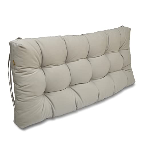 Alurzio Bench Cushion for Indoor Outdoor Furniture, 51.2X19.7Inches,1 Pack, Window Seat Cushions,Thick Patio Bench Cushion with Ties, Machine Wash and Dryer, Durable,Tufted,Light Gray