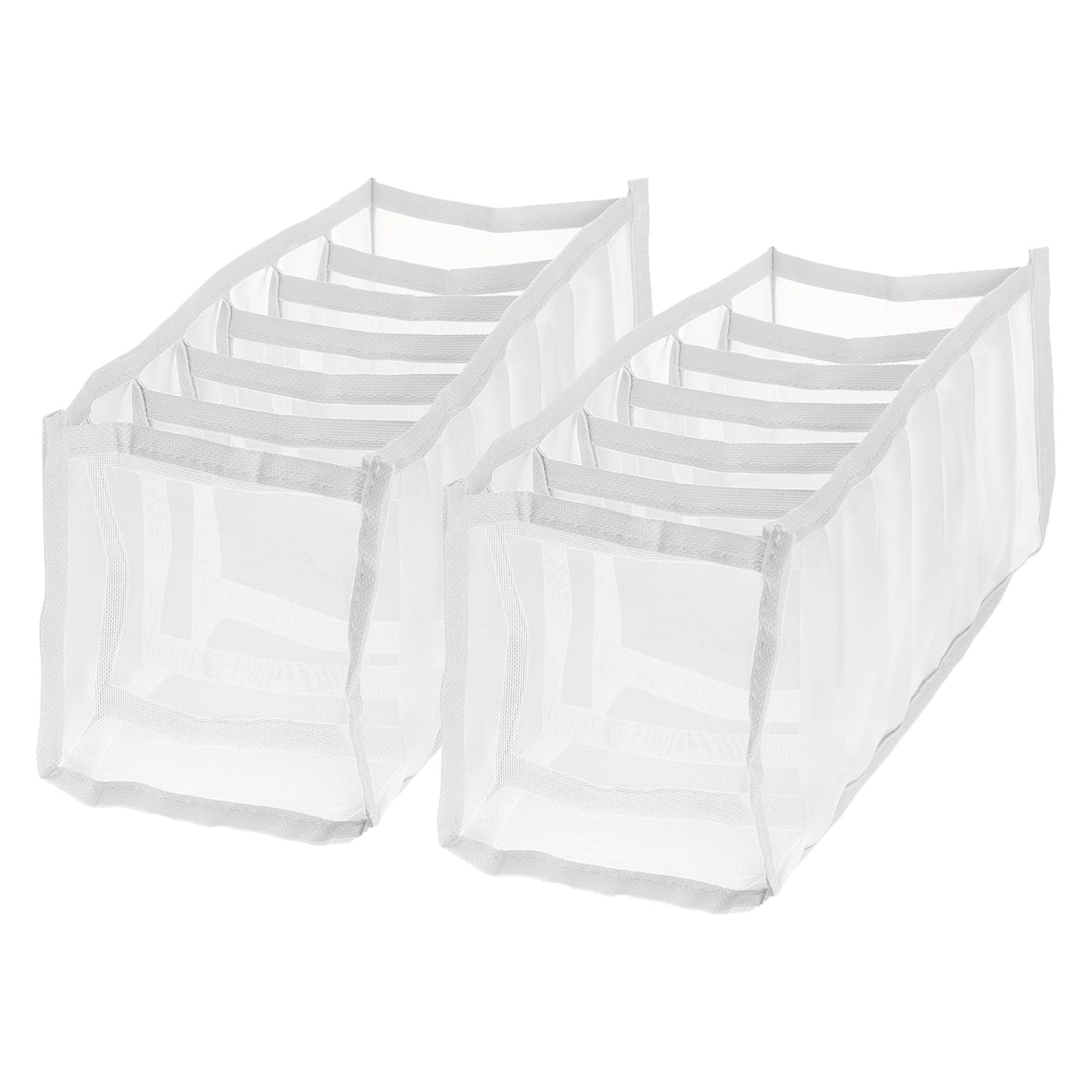 uxcell 2pcs Wardrobe Clothes Organizer, 7Grids Jeans Drawer Organizer for Folded Clothes Jeans Pants Sweater T-shirts Underwear, White