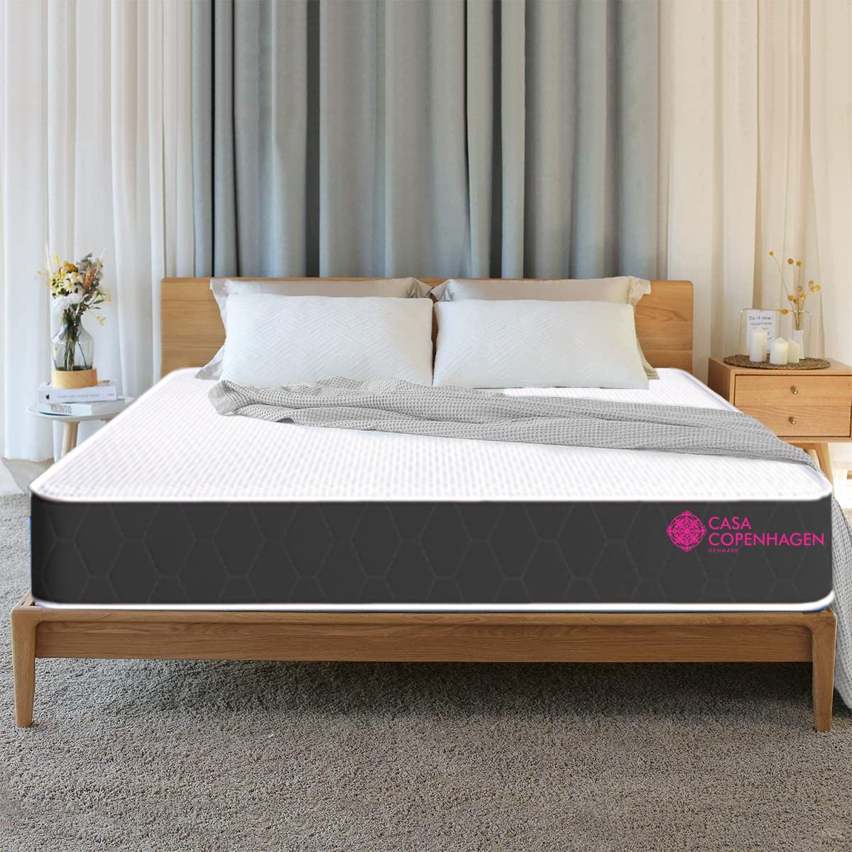 CASA COPENHAGEN Designed in Denmark 6 Inch Cool Fusion Memory Foam Mattress Pressure Relieving, 75 x 39 inches,Bed-in-a-Box - Twin