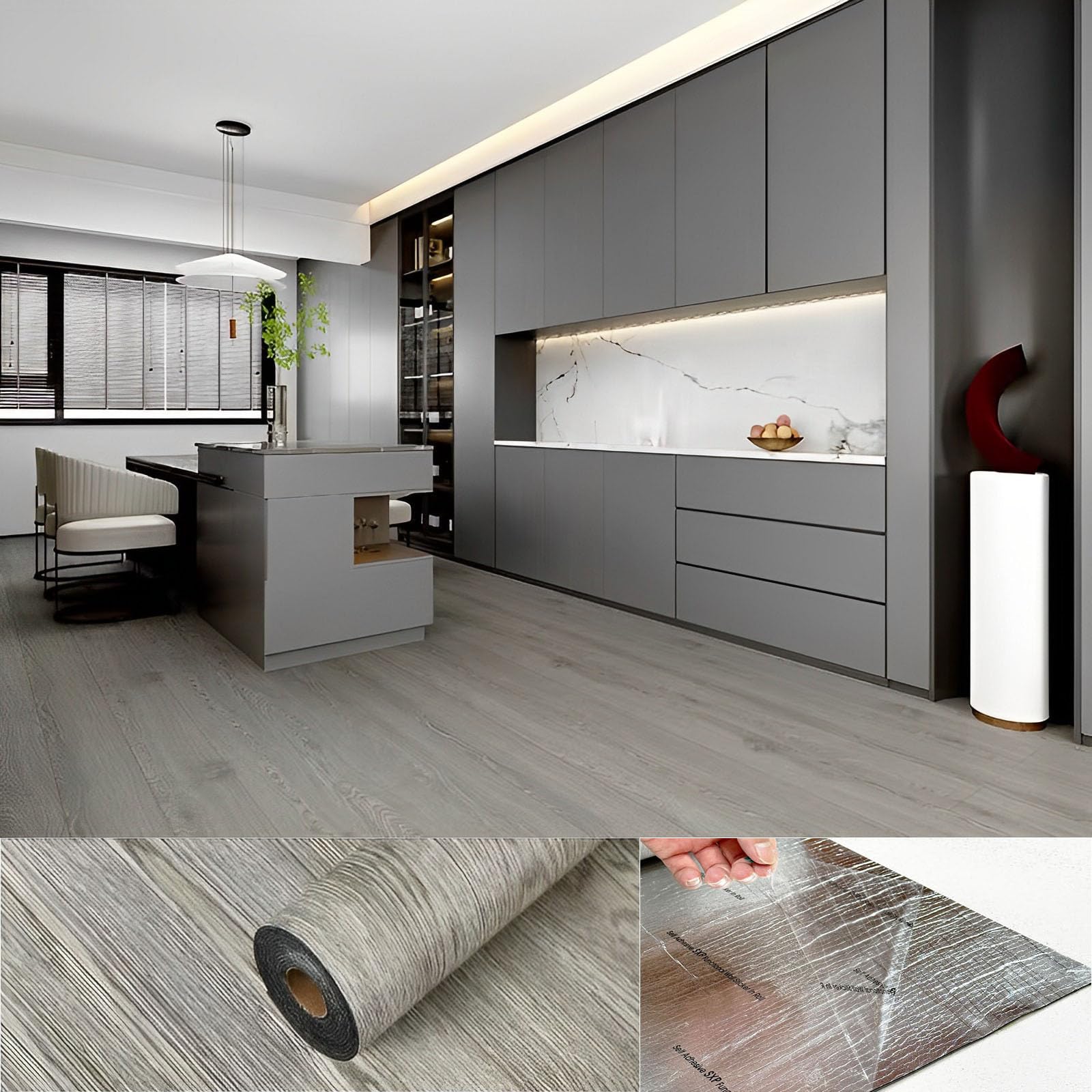 Guokller Peel-Stick-Vinyl-Floor-Tile, Self Adhesive Waterproof for Transfer Bathroom, Kitchen, Living Room, Bedroom-(Natural Grey Wood Grain) (23.7" x 197" (32.3 Sq.Ft), Natural Willow, 1)