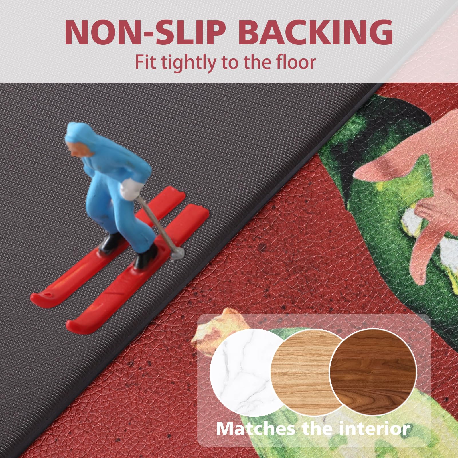 FRAMICS Chef Kitchen Rugs Sets of 2, Non Slip Cushioned Kitchen Mats for Floor Comfort PVC Mat, Waterproof Kitchen Mats and Rugs, Memory Foam Kitchen Floor Mat for Kitchen, 17 x 47 + 17 x 30 Inch