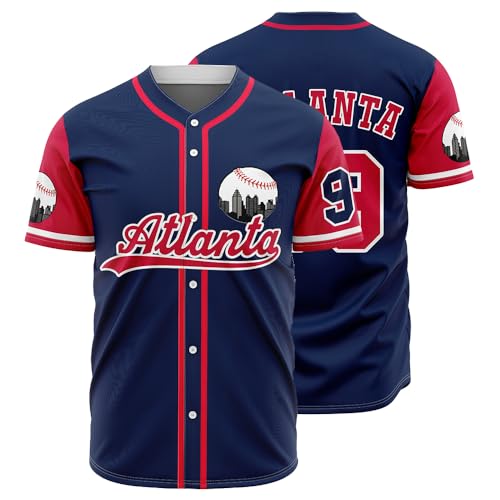 Ouwonkin Men's #99 Baseball Jersey, Women's Baseball Shirts, 90S Hip Hop Short Sleeve Jerseys for Party, Red Blue XL