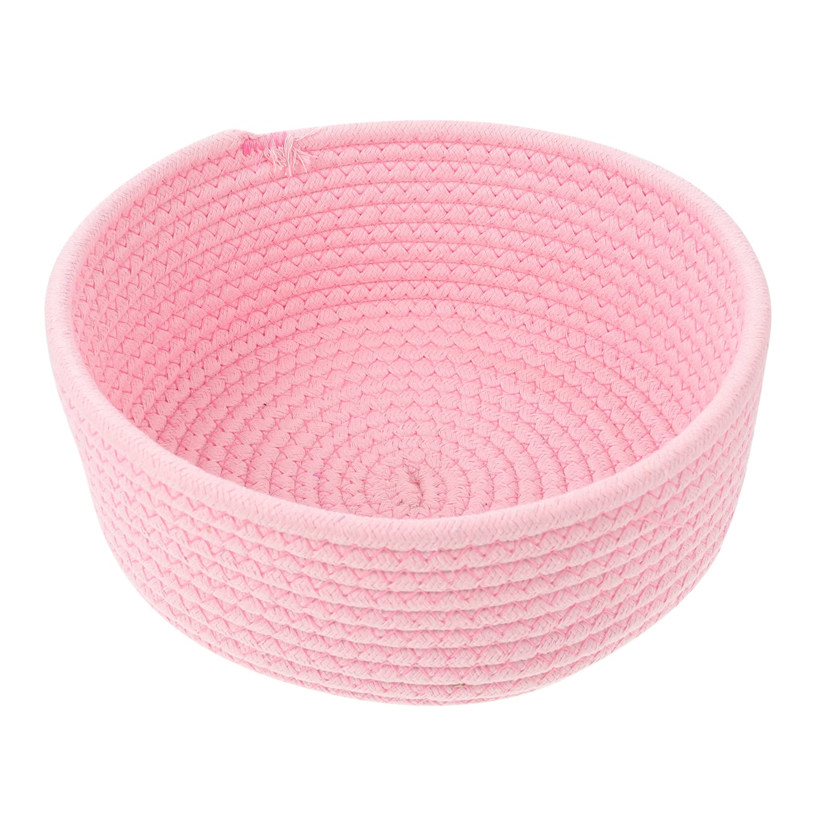 ibasenice Portable Pink Cotton Rope Woven Basket Laundry Hamper