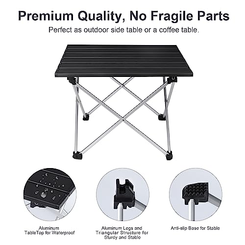 Portable Camping Table Small,Camping Tables,Ultralight Aluminum Folding Beach Table with Carrying Bag for Outdoor Cooking, Picnic, Camp, Boat, Travel-15.6" x 13.6"
