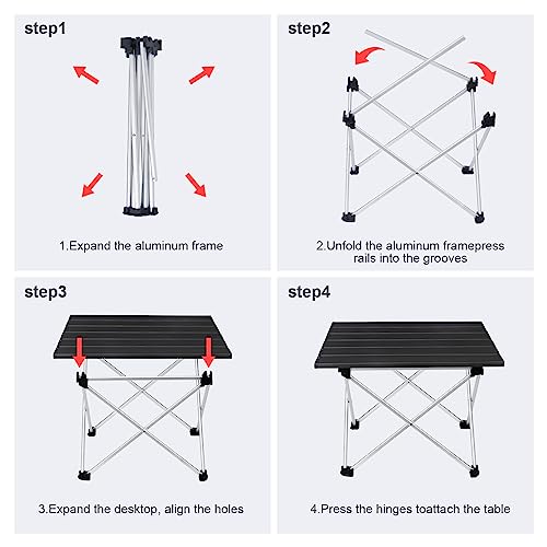 Portable Camping Table Small,Camping Tables,Ultralight Aluminum Folding Beach Table with Carrying Bag for Outdoor Cooking, Picnic, Camp, Boat, Travel-15.6" x 13.6"