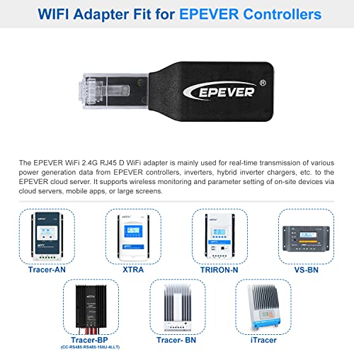 EPEVER WiFi Adapter Accessorry for MPPT Solar Charge Controller APP Remote Monitor (EPEVER-WiFi-2.4G-RJ45-D)