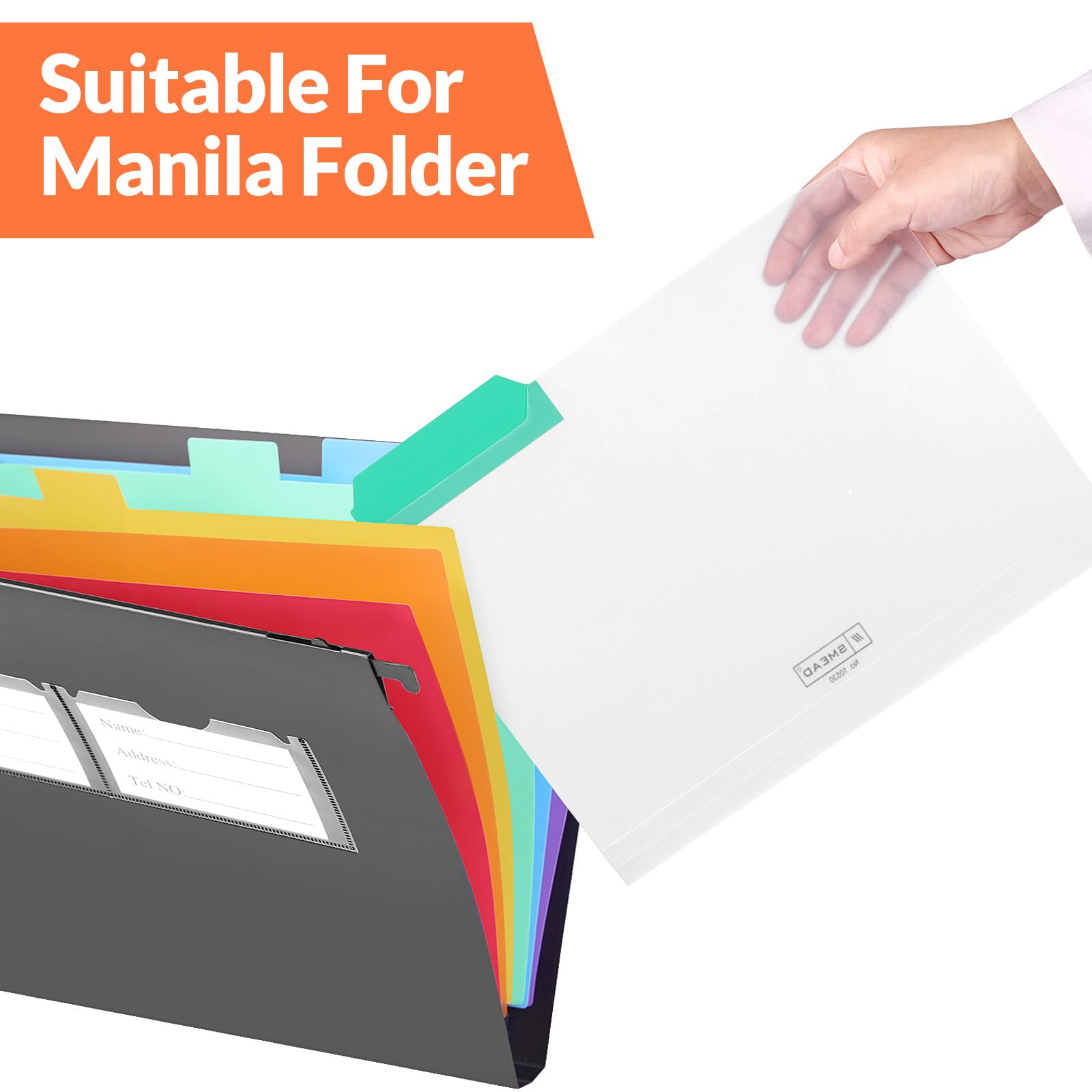 Zuozee Hanging File Folder for Letter Size, Desktop File Holder with 7 Pockets Accordion Dividers Folder, Filing Cabinet Organizer for Office, Home and Classroom, Clear