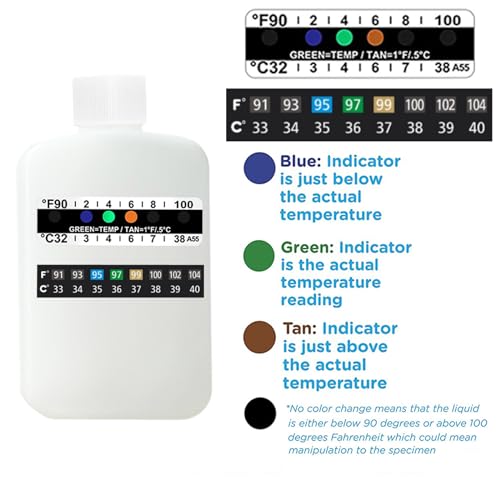 Urine Test Complete Kit Hi-Stretch Hidden Leg Strap and Warm Double Layer Velvet Pouch,11 Adhesive Temperature Test Strips,2 Elastic Rubber Ropes,2 Screw Caps,2 Translucent Empty Bottles at Home