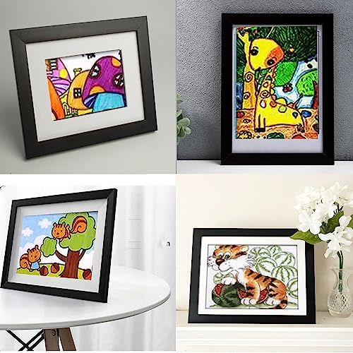 biuonga Kids Art Frames, Front Opening Picture Display for 3D Art, A4 Artwork, Crafts, and Drawings, Holds up to 50 Pieces, Perfect for Hanging, Portfolio Storage, and Children's Art (Black) 1pc