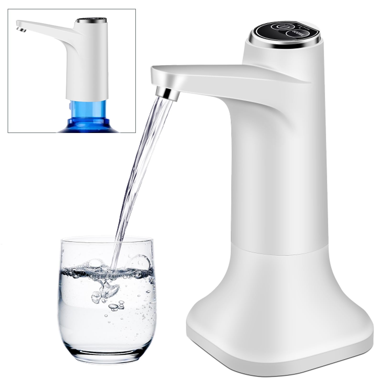 YALAMI Silver with White Accents Modern 600 milliliters Countertop Corded Electric Water Dispenser