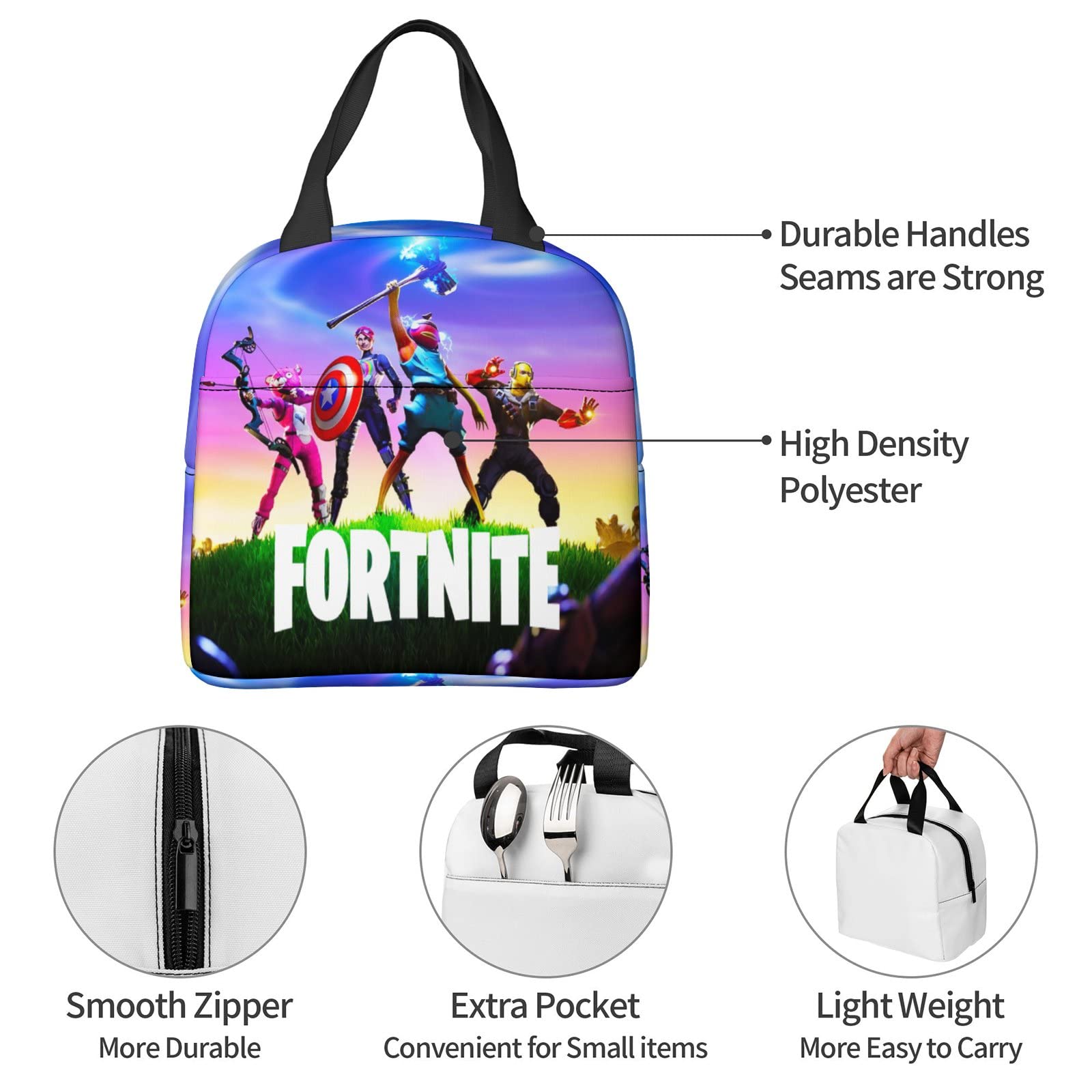 Xmednwp Cartoon Lunch Box Anime Lunch Bag Reusable Insulated Large Capacity Lunch Bag for Boys Girls School Gift