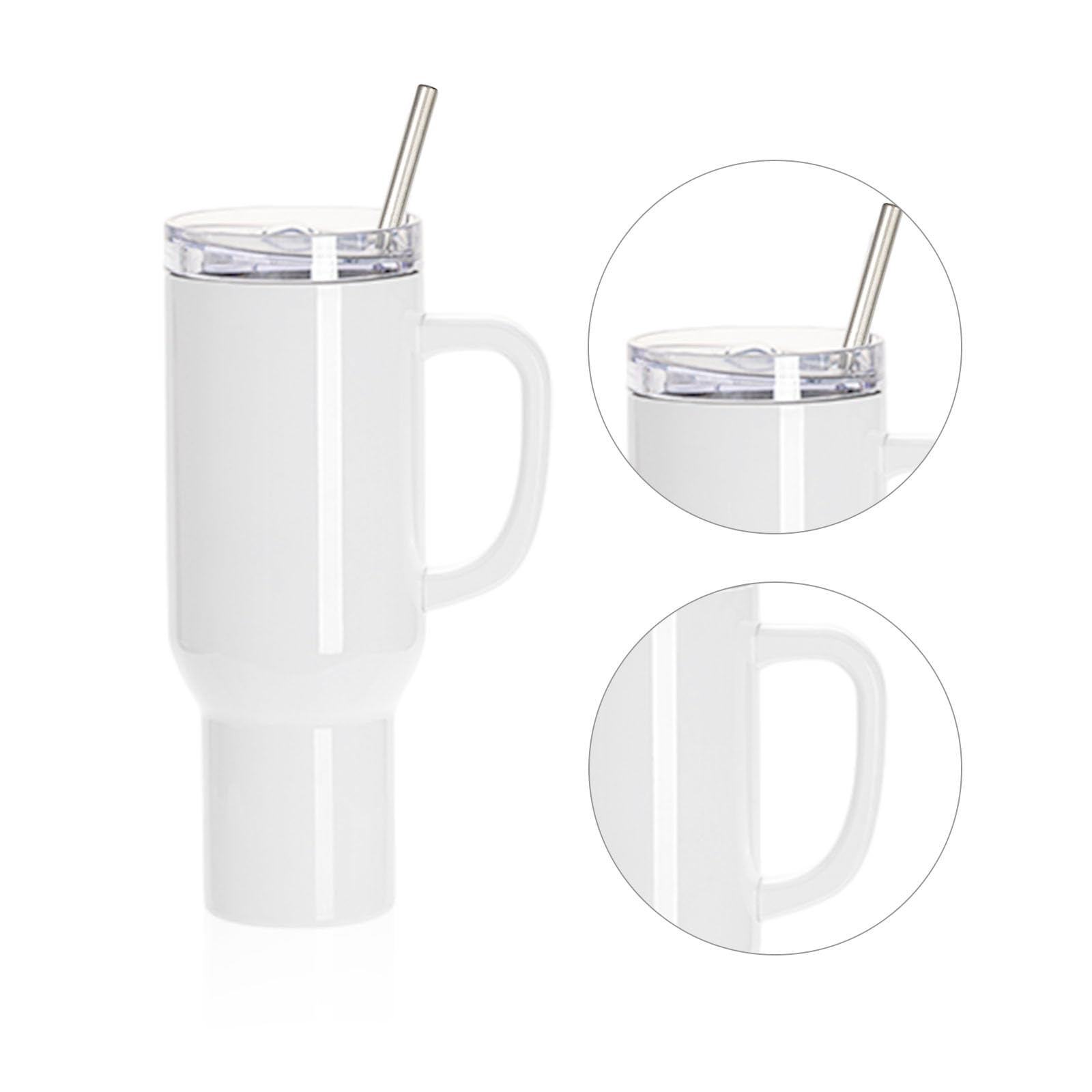 PYD Life 40 OZ Sublimation Tumblers with Removable Handle and Straw Lid Blanks White for 40 OZ Tumbler Heat Press Sublimation Oven Printing 2 Pack