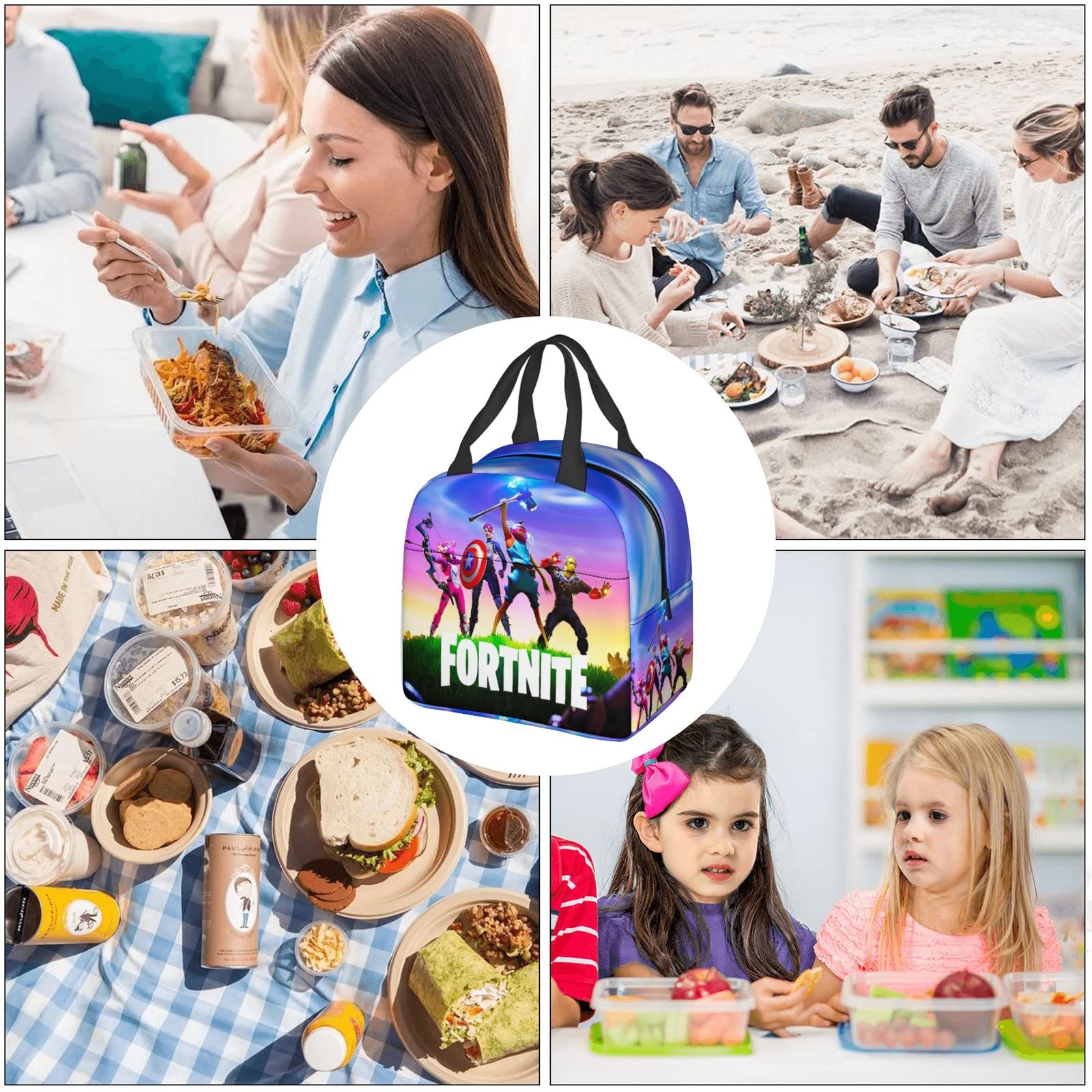 Xmednwp Cartoon Lunch Box Anime Lunch Bag Reusable Insulated Large Capacity Lunch Bag for Boys Girls School Gift