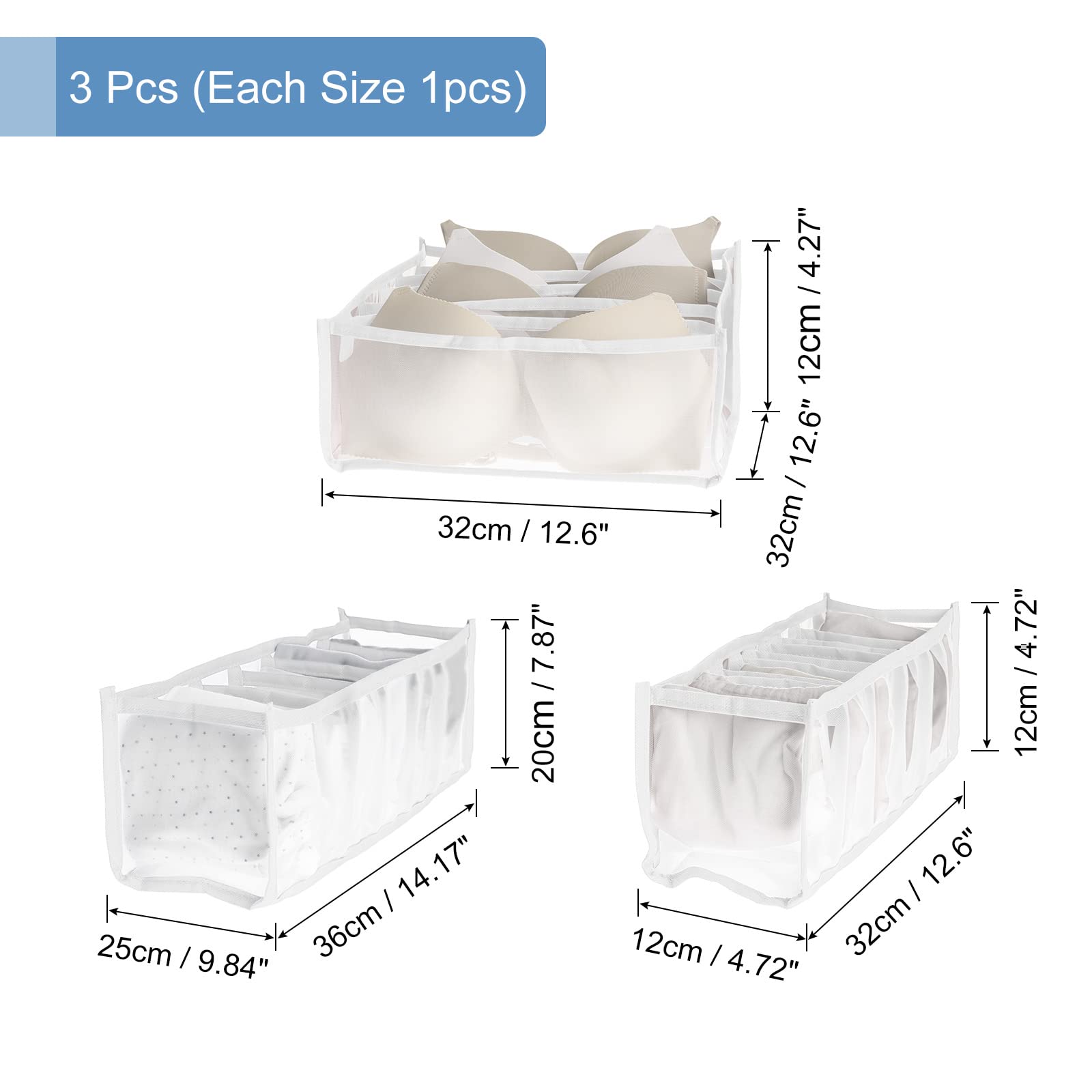 uxcell Jeans Organizer for Closet, 7 Grids/11Grids Wardrobe Clothes Organizer Storage Box for Jeans, Sweater, T-Shirt, Underwear, White