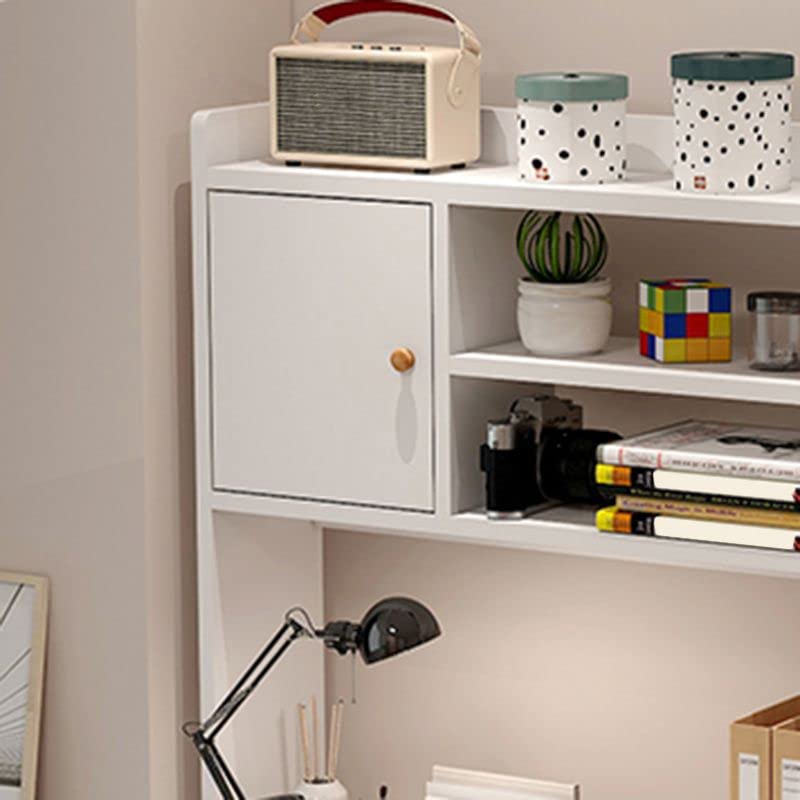 CraftThink Kids Writing Desk, Contemporary Wood Office Desk Sturdy Home Office Study Table Work Desk Writing Desk Table with Drawer Cabinet Shelf for Home Bedroom Use, White 47" L x 18" W x 59" H