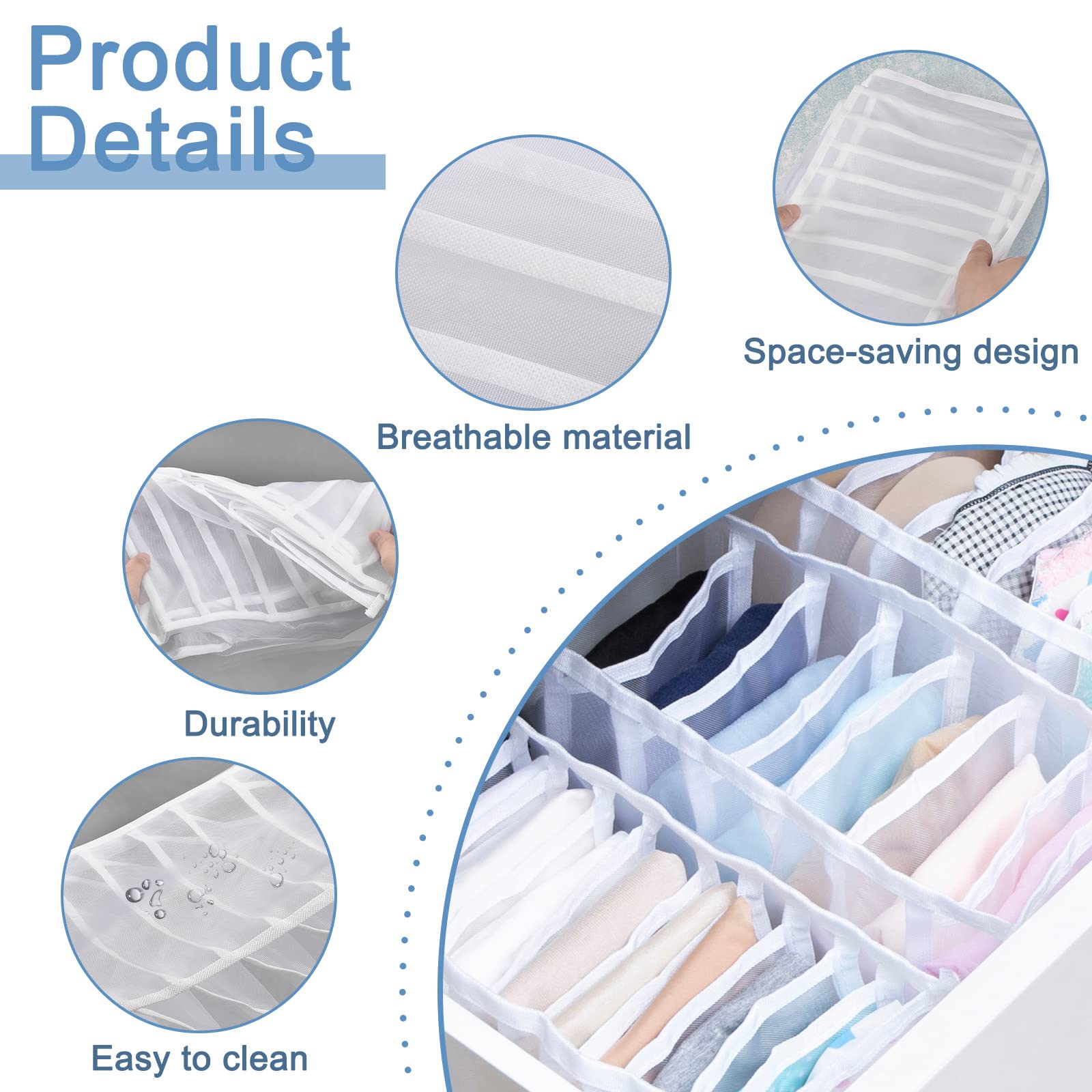 uxcell Jeans Organizer for Closet, 7 Grids/11Grids Wardrobe Clothes Organizer Storage Box for Jeans, Sweater, T-Shirt, Underwear, White