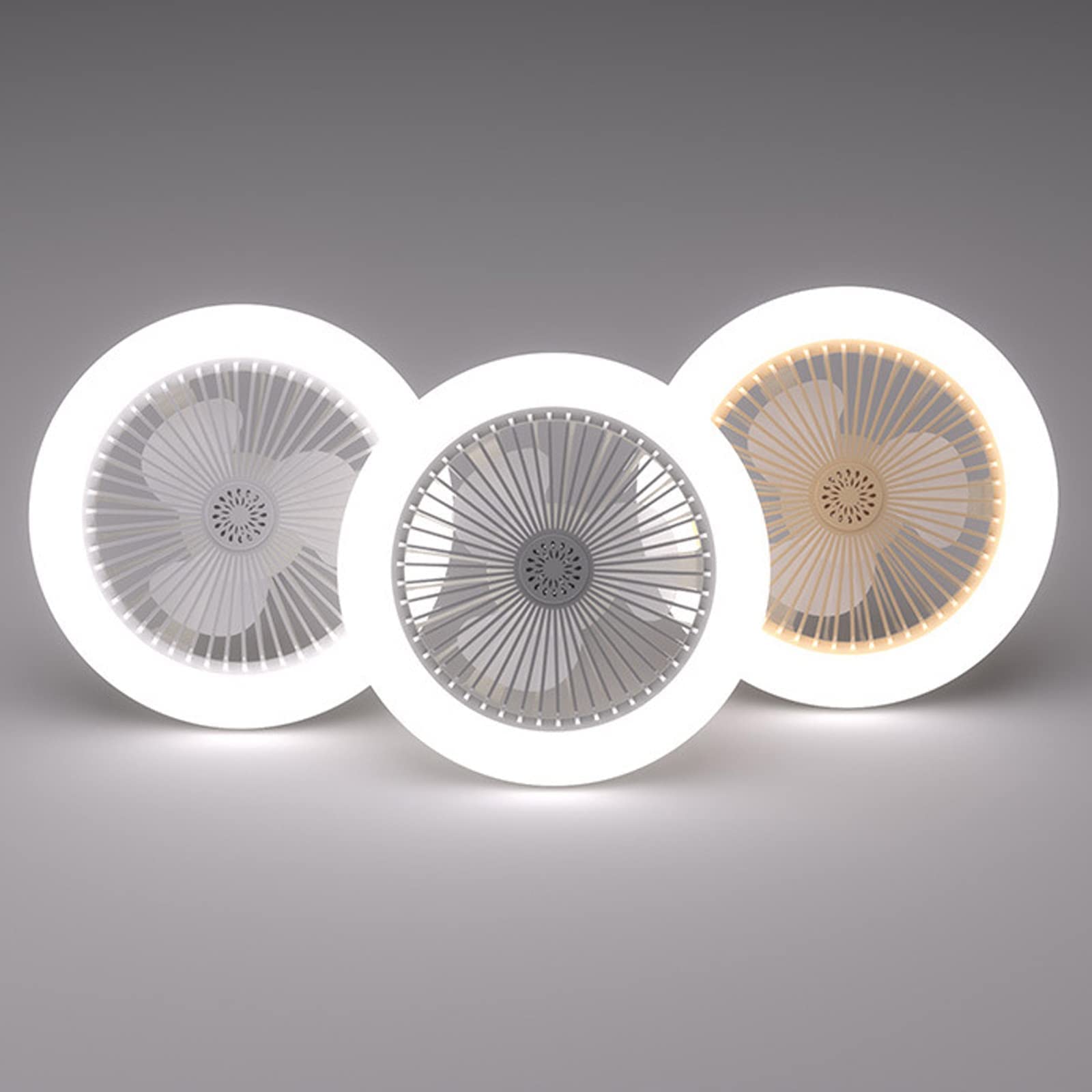 FRJINIE Enclosed Ceiling Fans with Lights and Remote, 10 Inch Mini Bladeless Ceiling Fan with Light, Family Summer Gift, for Kitchen/Bathroom/Garage/Pantry/Tool Room/Laundry Room (White)