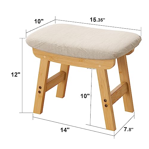 viewcare Foot Stools Ottoman, Small Foot Stool Ottoman, and Footstool, Wooden Foot Stool, Sofa Footrest Extra Seating for Living Room Entryway Office