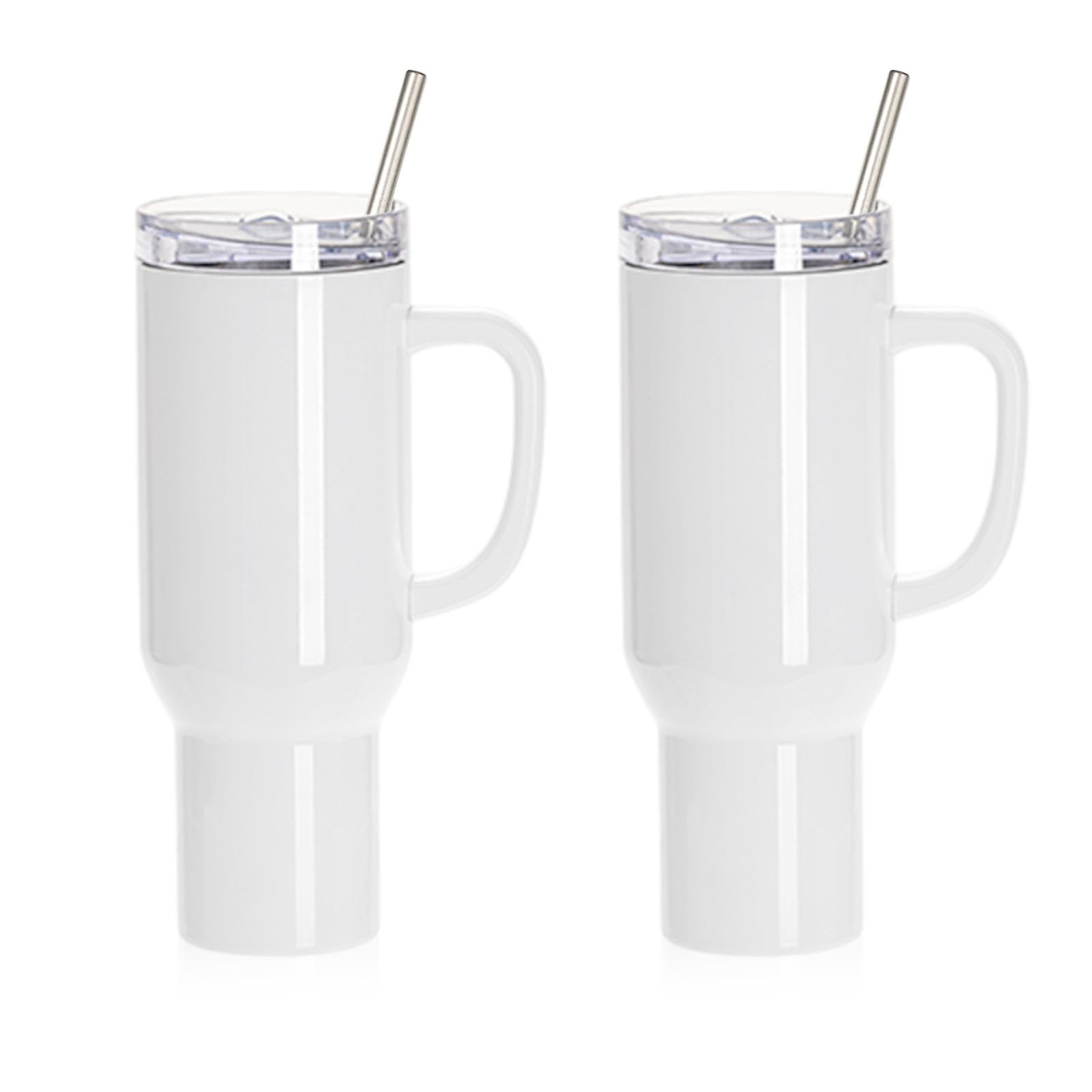 PYD Life 40 OZ Sublimation Tumblers with Removable Handle and Straw Lid Blanks White for 40 OZ Tumbler Heat Press Sublimation Oven Printing 2 Pack