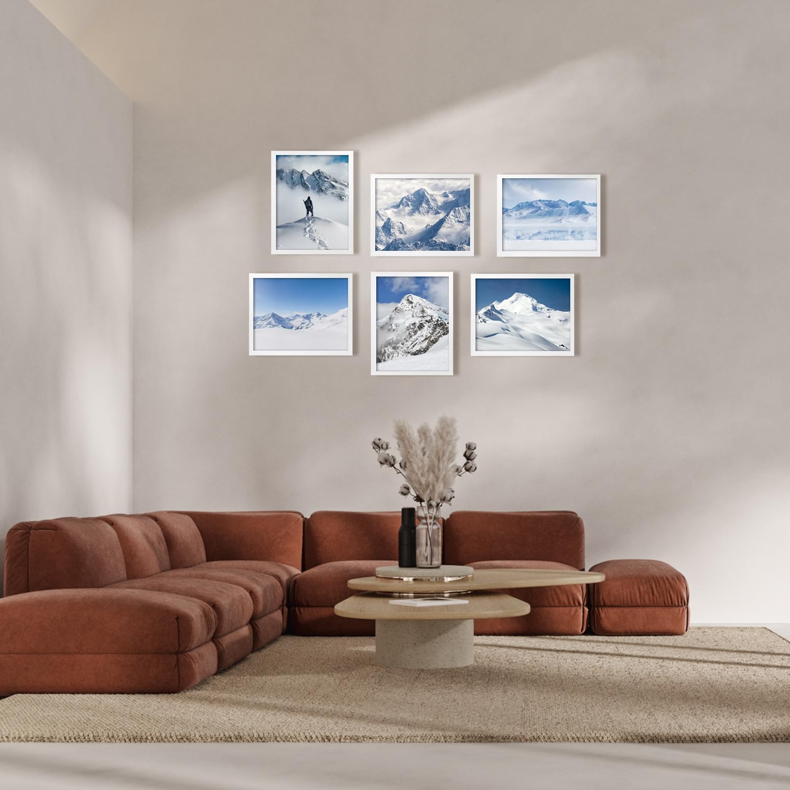 Egofine 11x14 Picture Frames Made of Solid Wood 6 PCS White Covered by Plexiglass - for Table Top and Wall Mounting for Pictures 8x10 or 5x7 with Mat Horizontally or Vertically Display Photo Frame