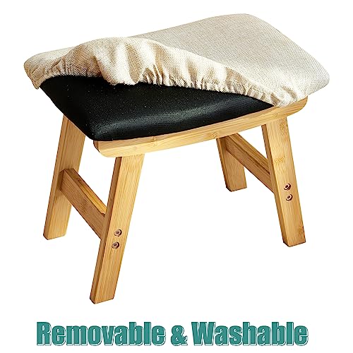 viewcare Foot Stools Ottoman, Small Foot Stool Ottoman, and Footstool, Wooden Foot Stool, Sofa Footrest Extra Seating for Living Room Entryway Office
